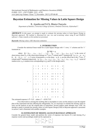 Bayesian Estimation for Missing Values in Latin Square Design | PDF