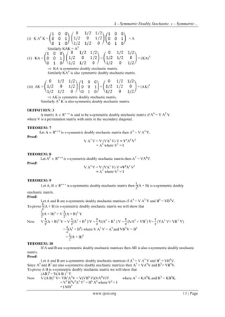 k - Symmetric Doubly Stochastic, s - Symmetric Doubly Stochastic and s ...