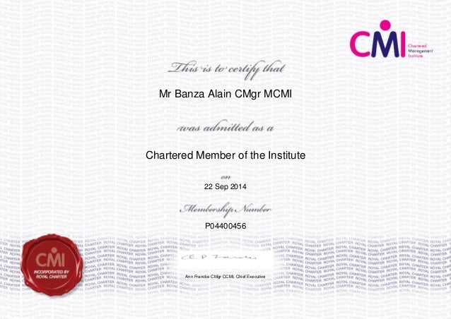 A Banza - CMgr MCMI Certificate