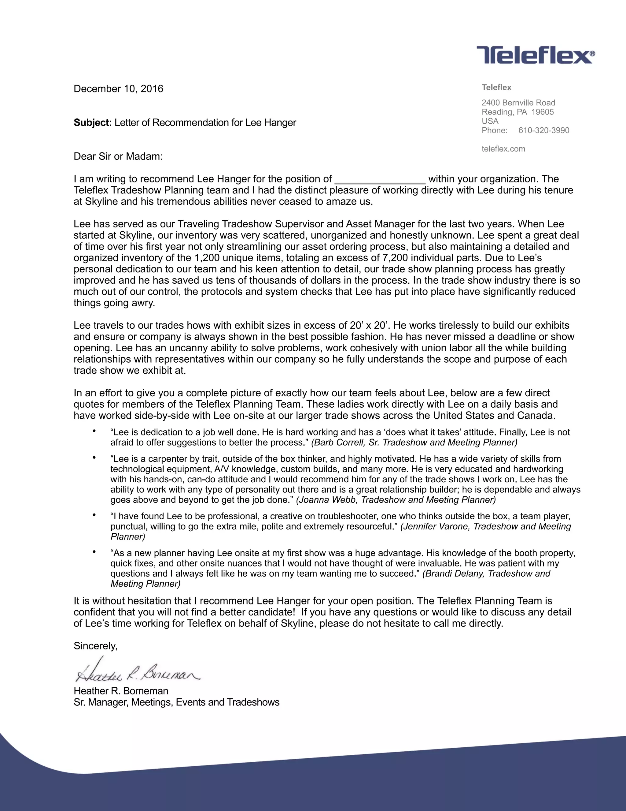 Teleflex Recommendation | PDF