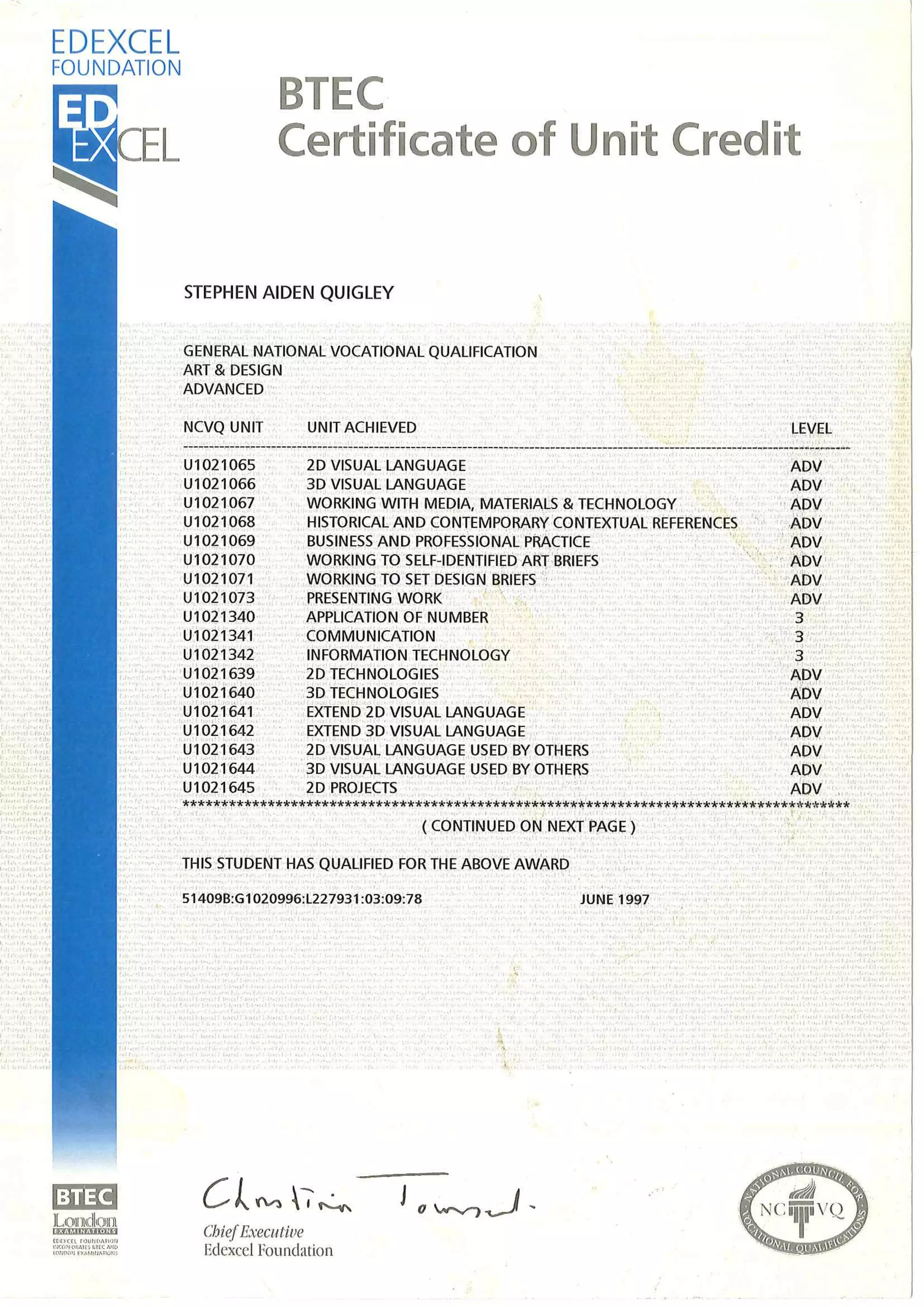 BTEC Certificate SQ | PDF