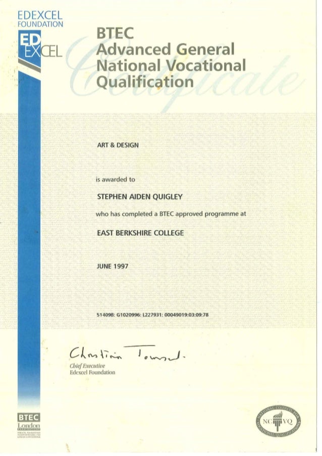BTEC Certificate SQ