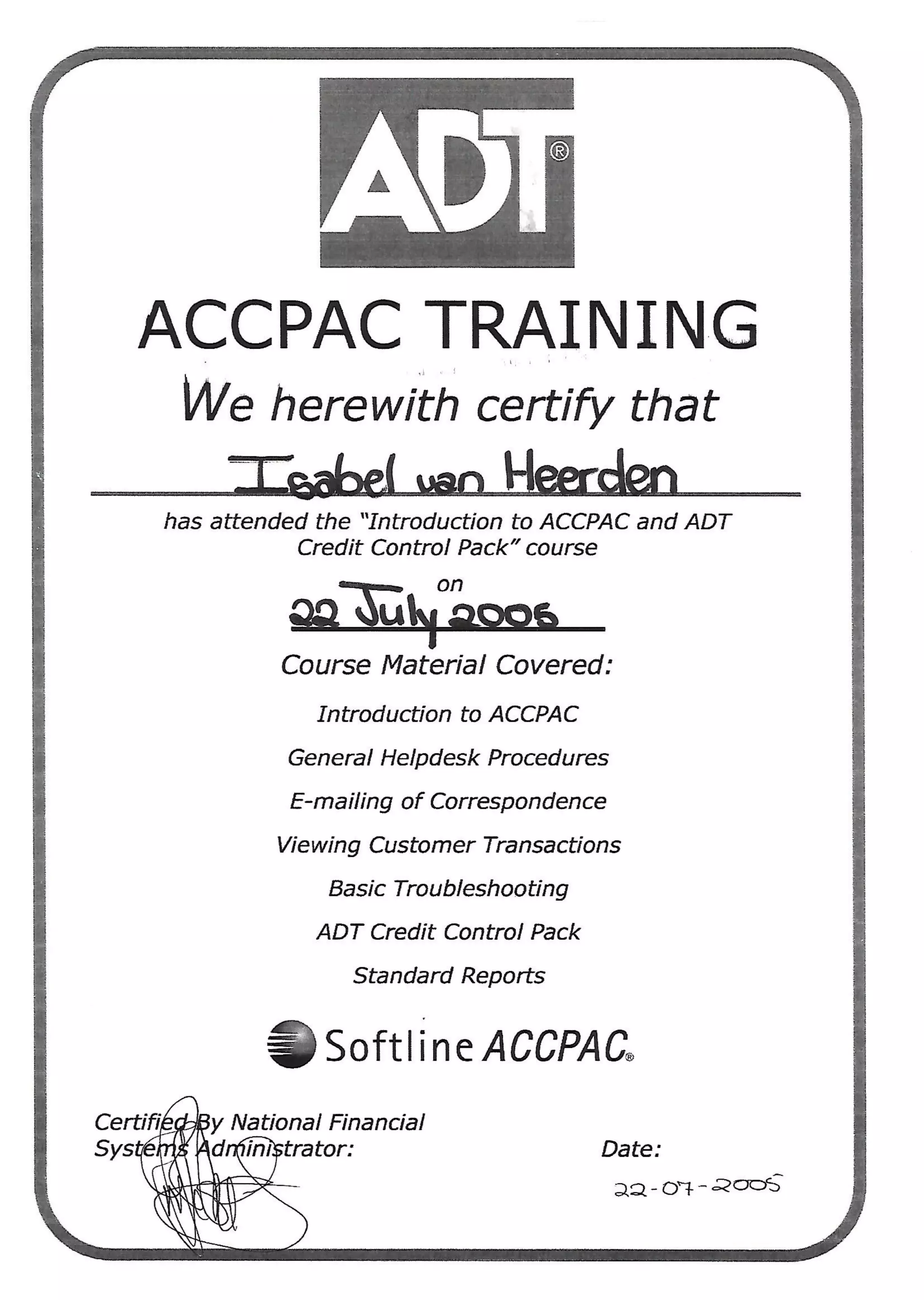 ACCPAC CERTIFICATE | PDF