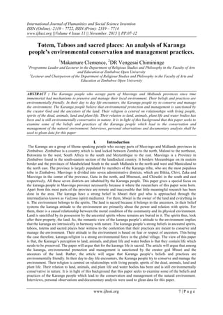 Totem, Taboos and sacred places: An analysis of Karanga people's ...