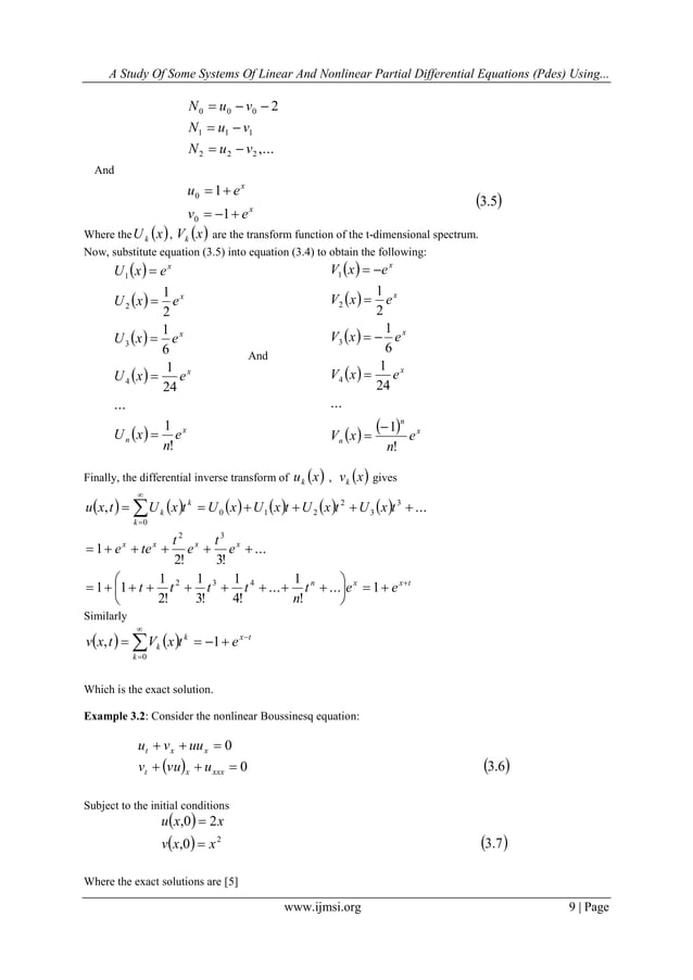 A Study of Some Systems of Linear and Nonlinear Partial Differential Equations (Pdes) Using ...