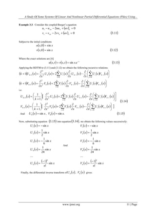 A Study of Some Systems of Linear and Nonlinear Partial Differential Equations (Pdes) Using ...