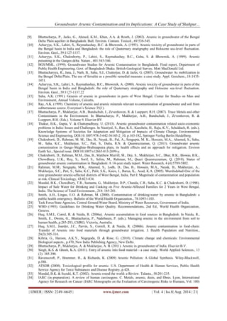 Groundwater Arsenic Contamination and its Implications: A Case Study of ...
