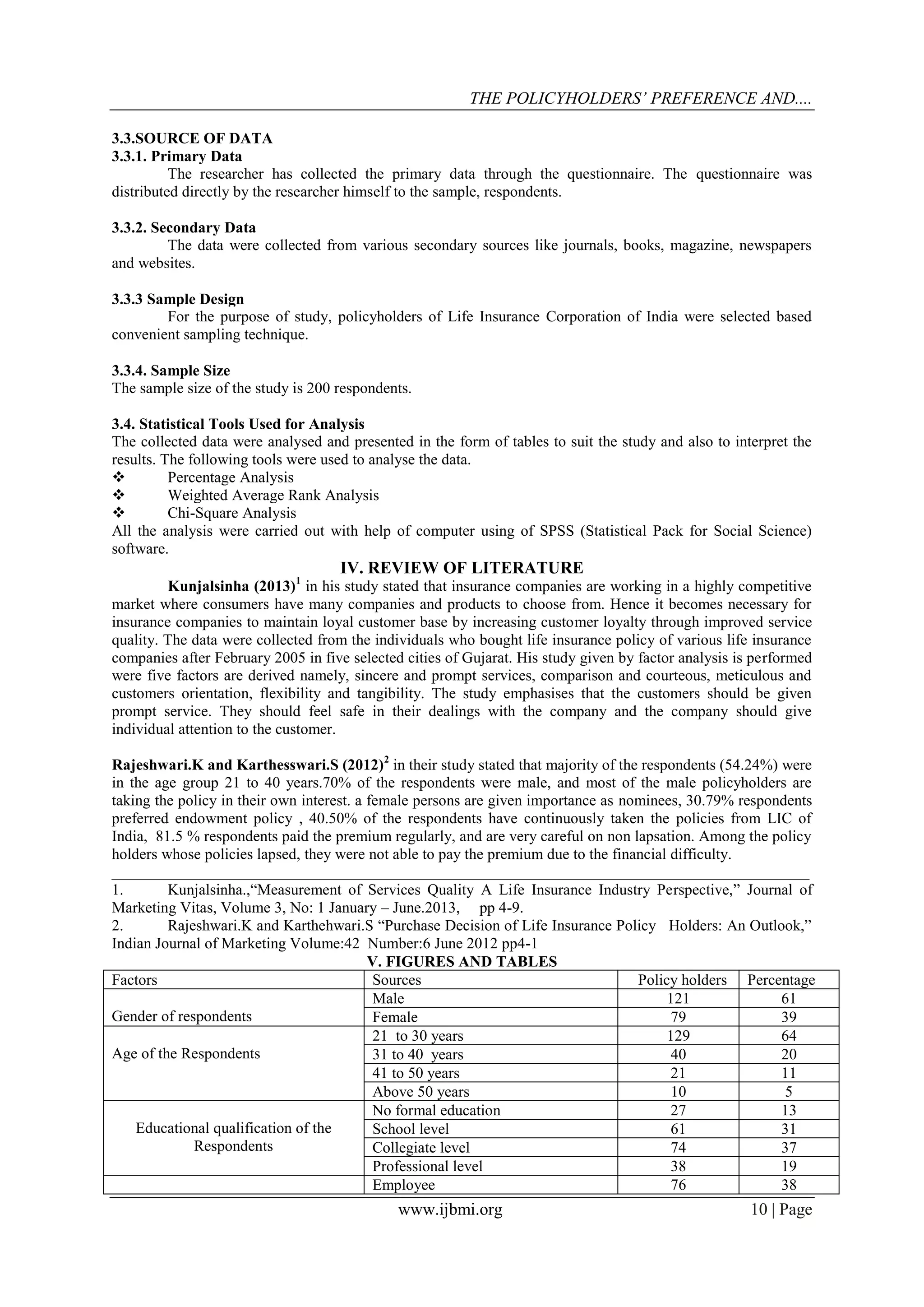 The Policyholders' Preference And Satisfaction Towards Life Insurance ...
