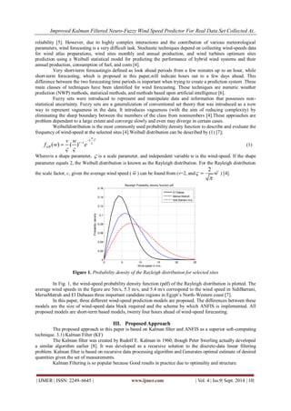 Improved Kalman Filtered Neuro-Fuzzy Wind Speed Predictor For Real Data Set Collected At ...
