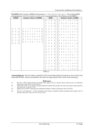 Construction of Balanced Incomplete Block Designs | PDF