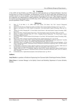 Use of Shainin Design of Experiments to Reduce the Tripping Force of an ...