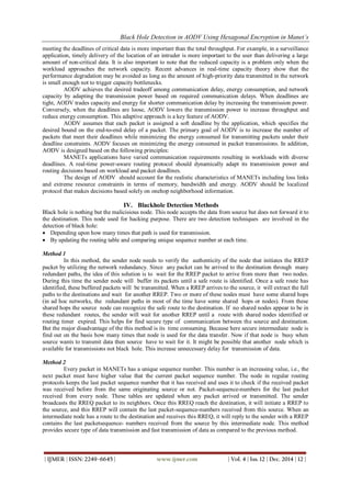 Black Hole Detection in AODV Using Hexagonal Encryption in Manet’s | PDF