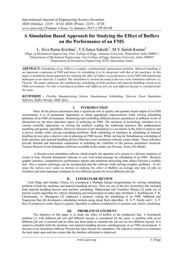 A Simulation Based Approach for Studying the Effect of Buffers on the Performance of an FMS | PDF