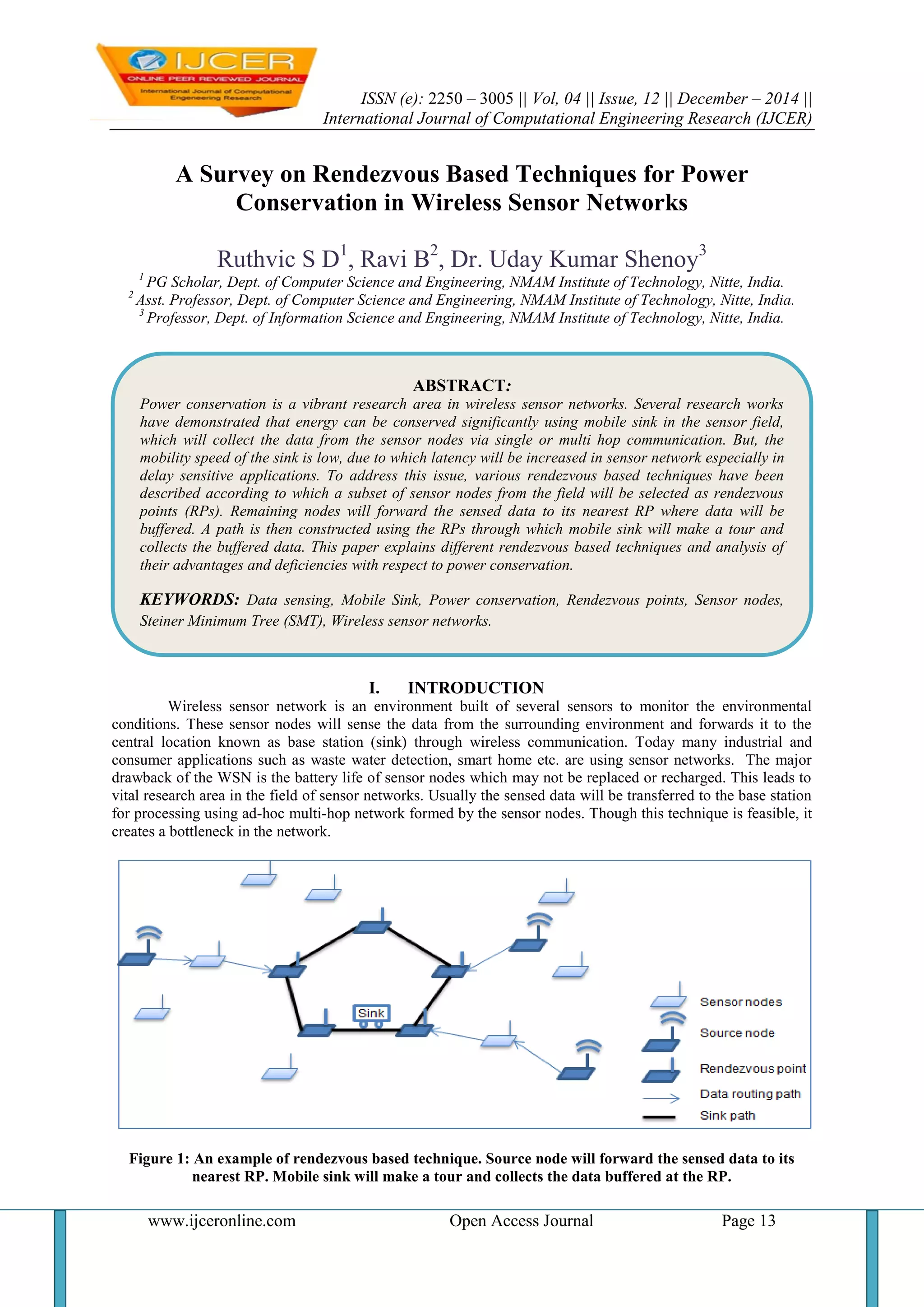 A Survey on Rendezvous Based Techniques for Power Conservation in Wireless Sensor Networks | PDF