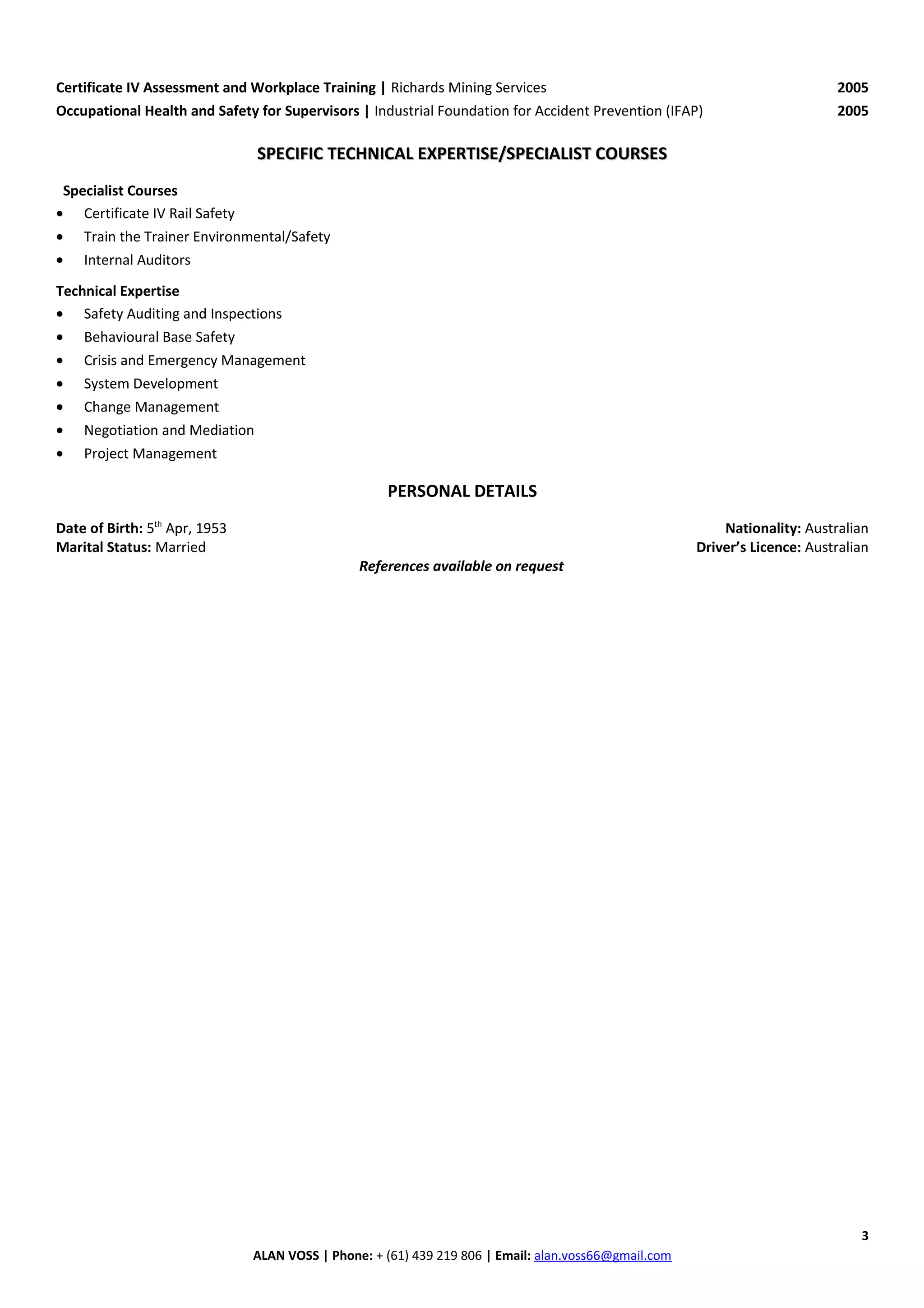 CV - Alan Voss | PDF