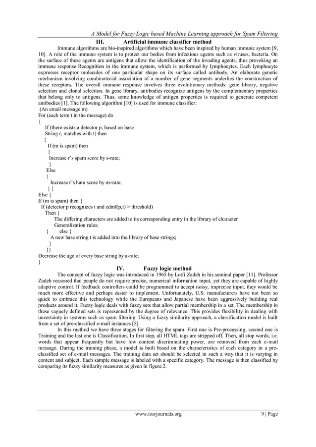 A Model for Fuzzy Logic Based Machine Learning Approach for Spam Filtering | PDF