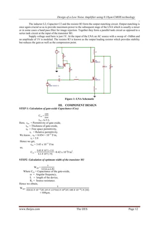 Design of a Low Noise Amplifier using 0.18μm CMOS technology | PDF