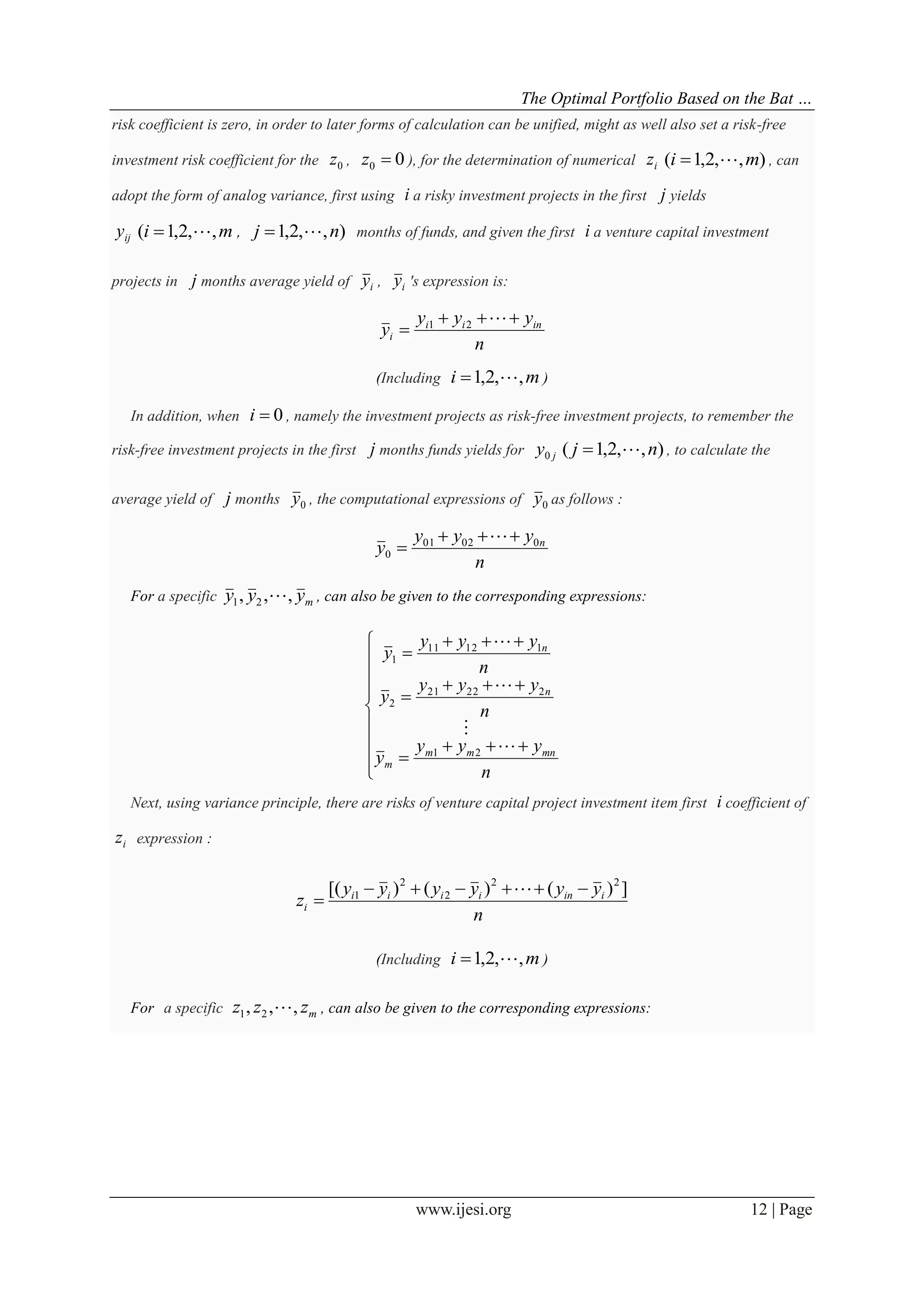 The Optimal Portfolio Based on the Bat Algorithm Research | PDF