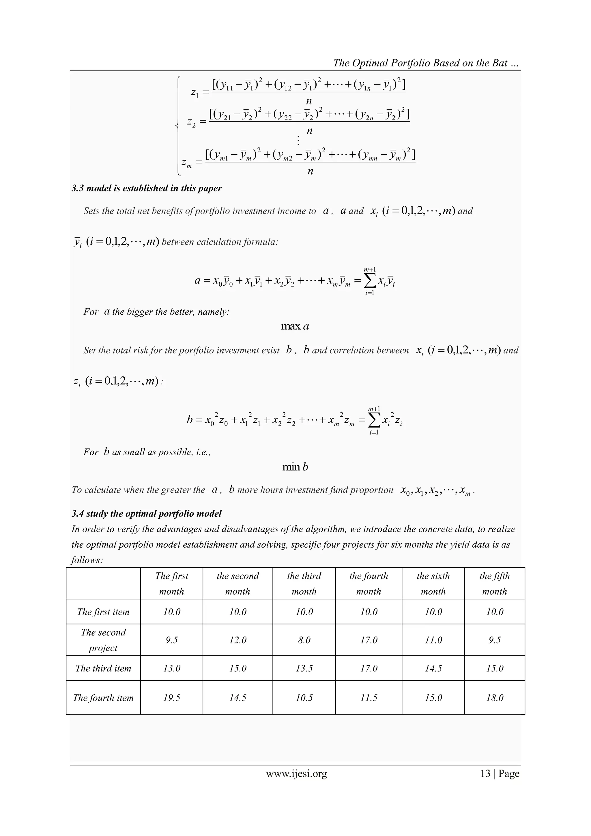 The Optimal Portfolio Based on the Bat Algorithm Research | PDF