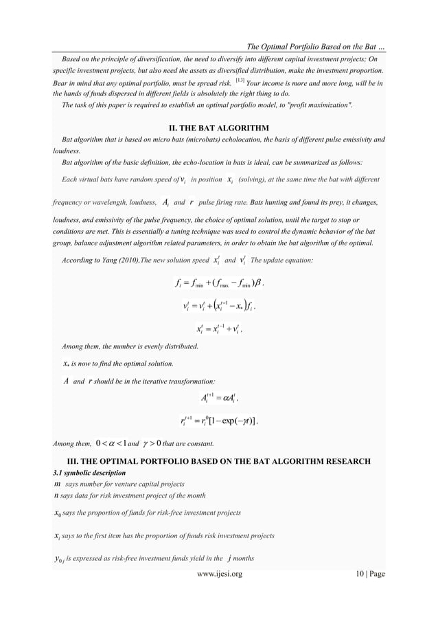The Optimal Portfolio Based on the Bat Algorithm Research | PDF