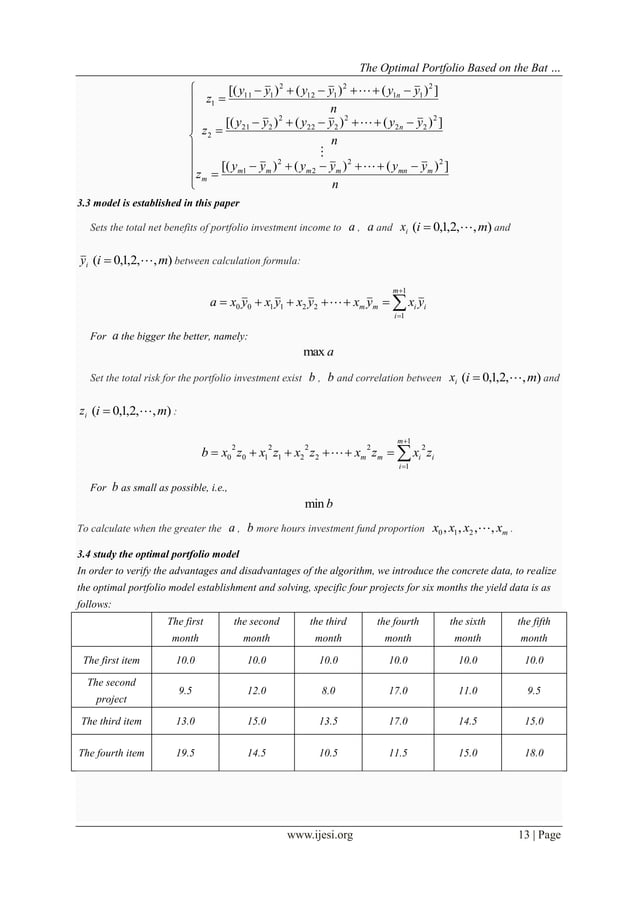 The Optimal Portfolio Based on the Bat Algorithm Research | PDF