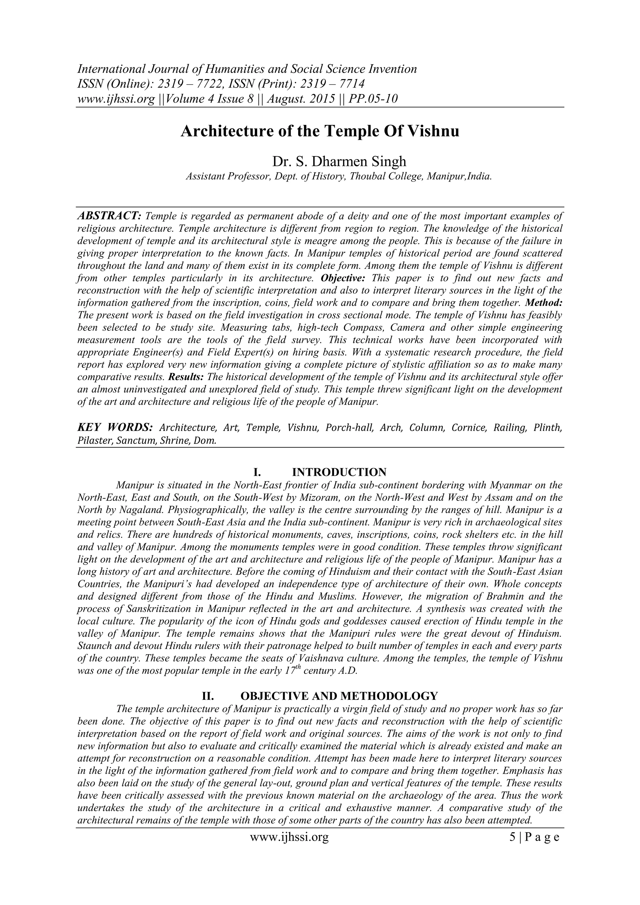 Architecture of the Temple Of Vishnu | PDF