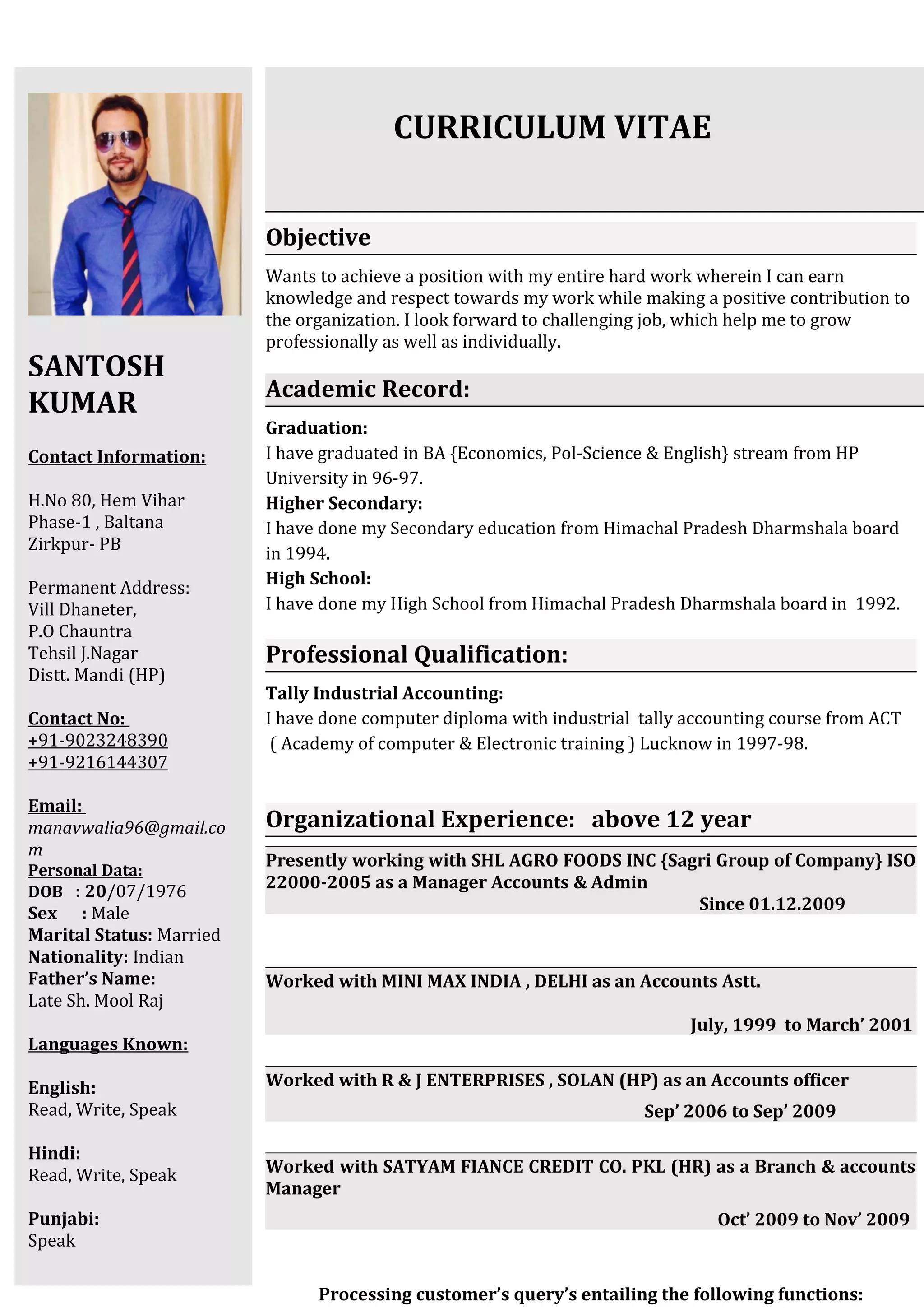 Santosh Walia CV | PDF