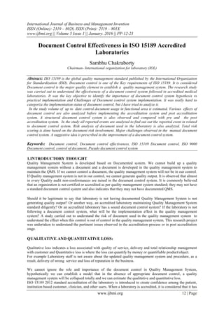Document Control Effectiveness in ISO 15189 Accredited Laboratories | PDF