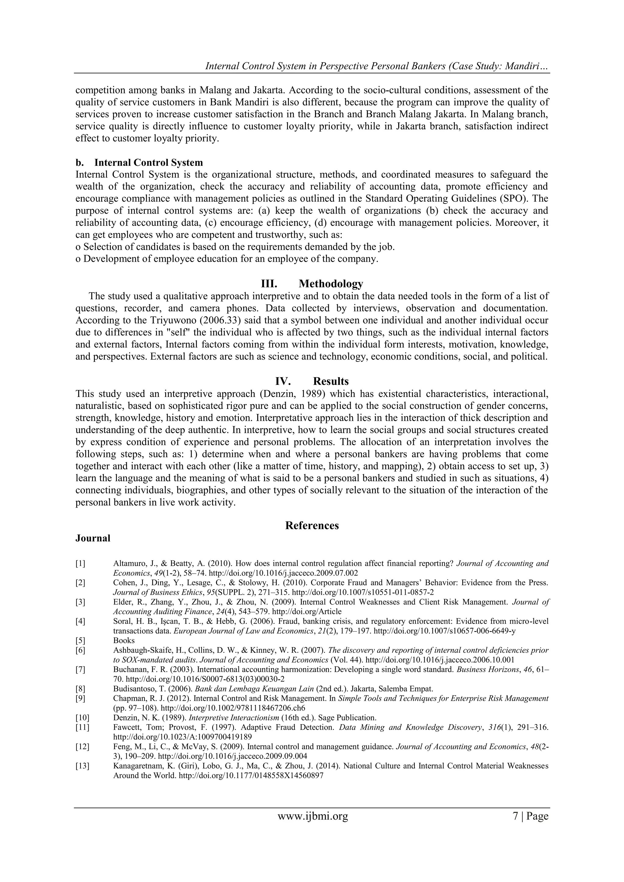 Internal Control System in Perspective Personal Bankers (Case Study ...