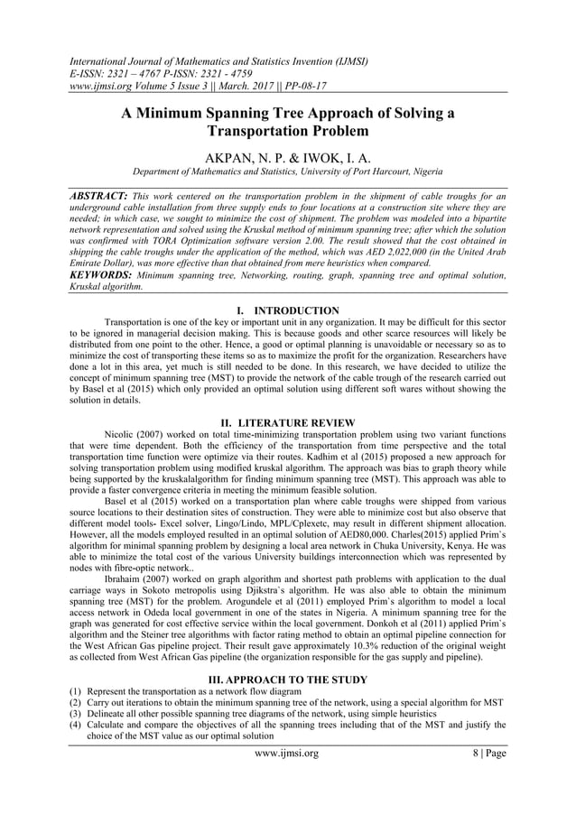 A Minimum Spanning Tree Approach of Solving a Transportation Problem | PDF A Minimum Spanning Tree Approach of Solving a Transportation Problem | PDF