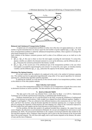 A Minimum Spanning Tree Approach of Solving a Transportation Problem | PDF | Logistics and ...