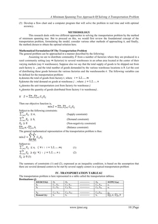 A Minimum Spanning Tree Approach of Solving a Transportation Problem | PDF
