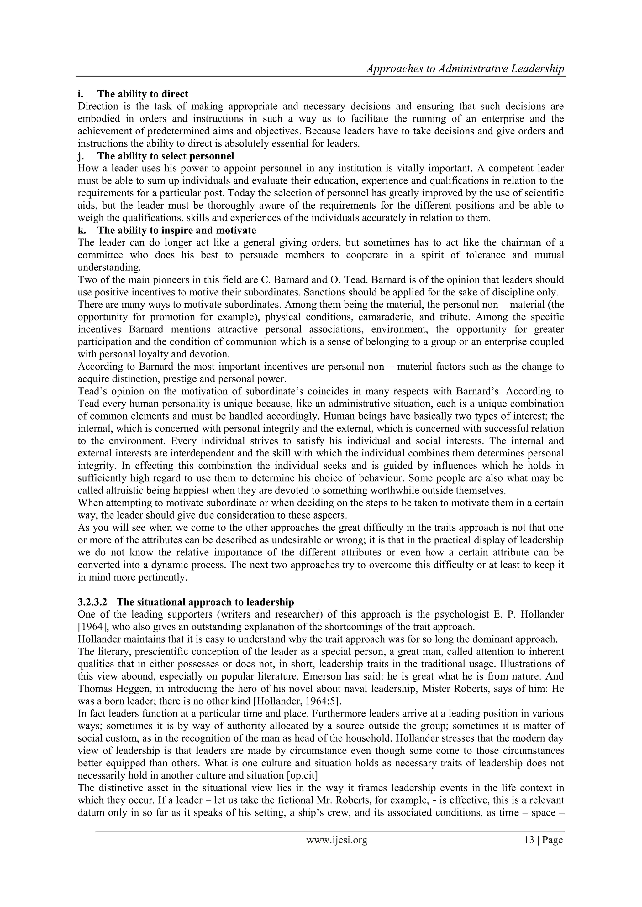 Approaches to Administrative Leadership | PDF | Business | Business and ...