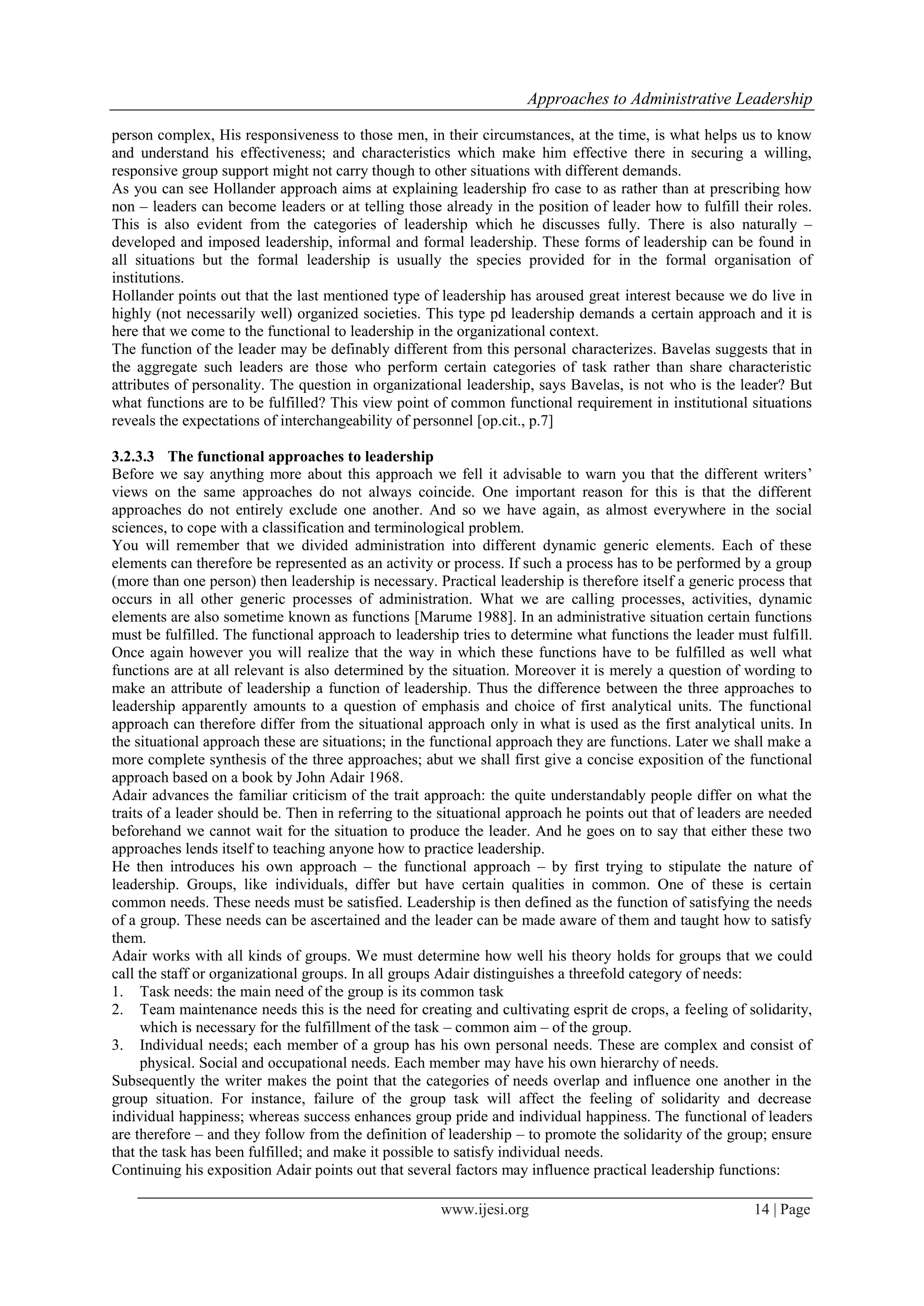 Approaches to Administrative Leadership | PDF