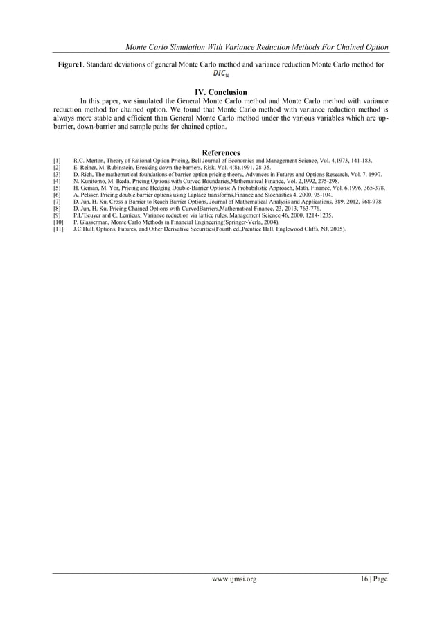 Monte Carlo Simulation With Variance Reduction Methods For Chained Option Pdf