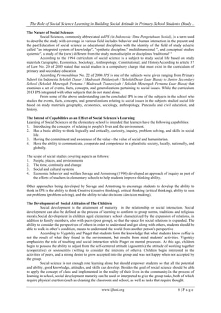 The Role of Social Science Learning in Building Social Attitude in ...