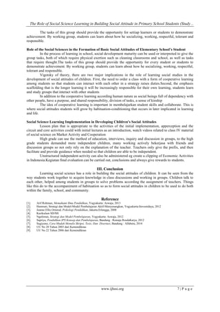 The Role of Social Science Learning in Building Social Attitude in ...