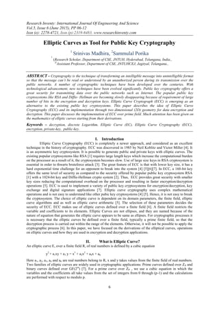 Elliptic Curves as Tool for Public Key Cryptography | PDF