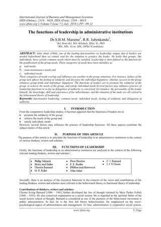 The functions of leadership in administrative institutions | PDF