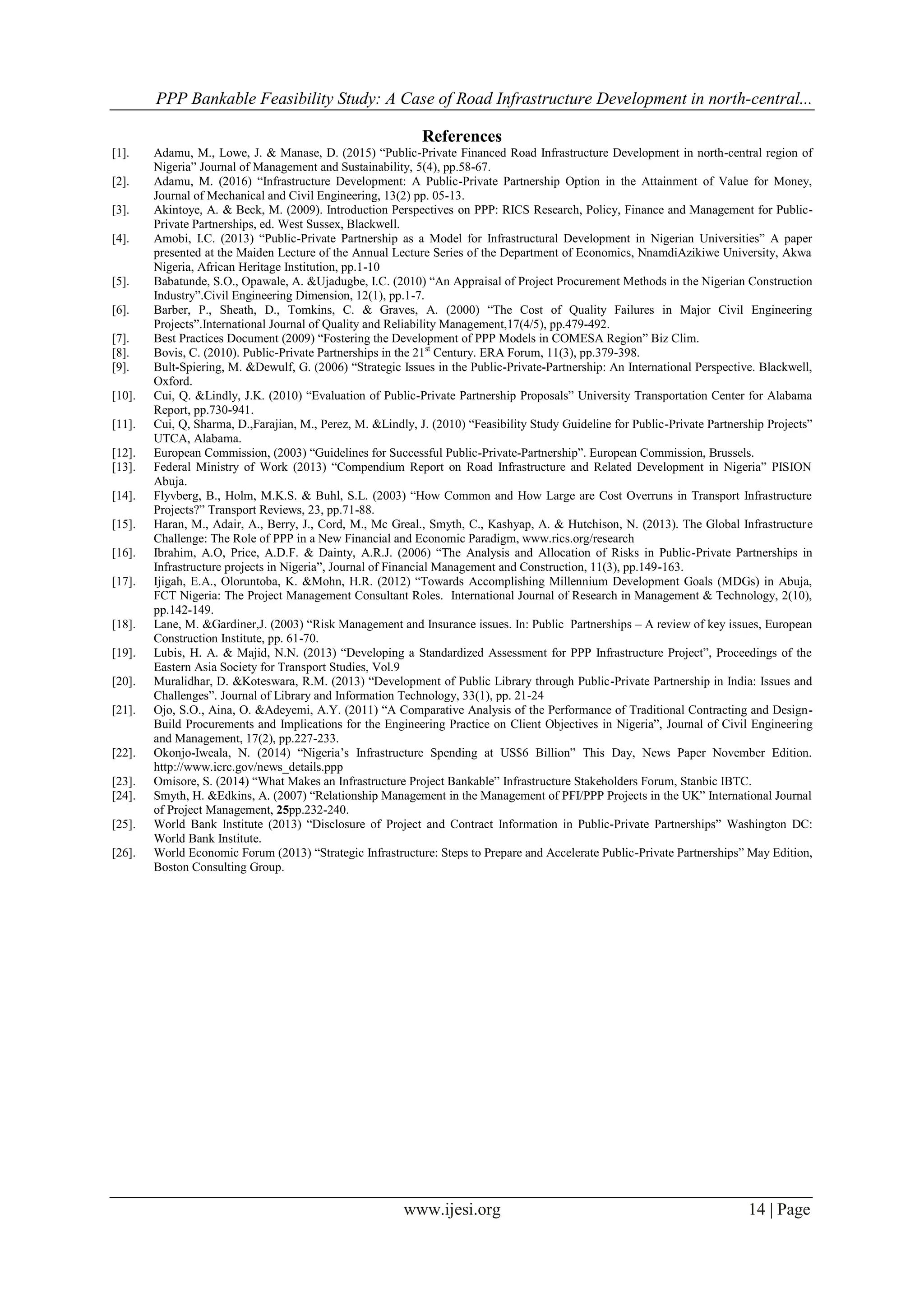 PPP Bankable Feasibility Study: A Case of Road Infrastructure ...