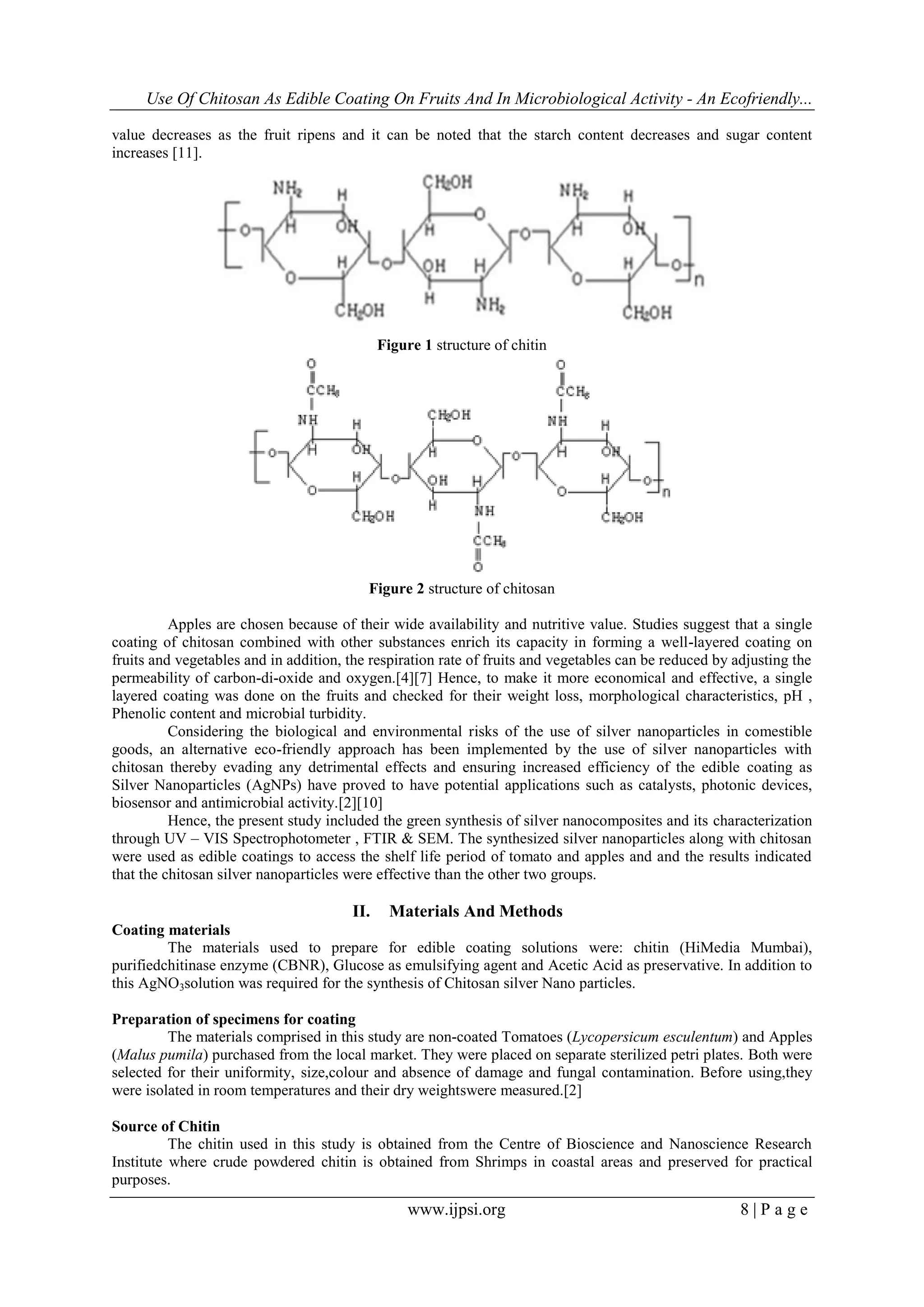 Use of Chitosan as Edible Coating on Fruits and in Micro biological ...