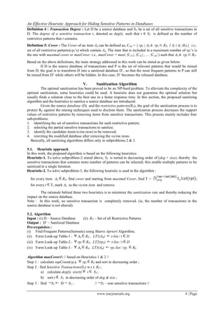 An Effective Heuristic Approach for Hiding Sensitive Patterns in Databases | PDF