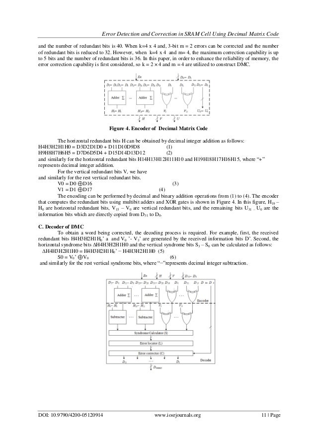 Error Detection And Correction In Sram Cell Using Decimal Matrix Code