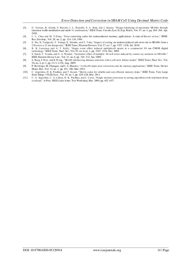 Error Detection And Correction In Sram Cell Using Decimal Matrix Code
