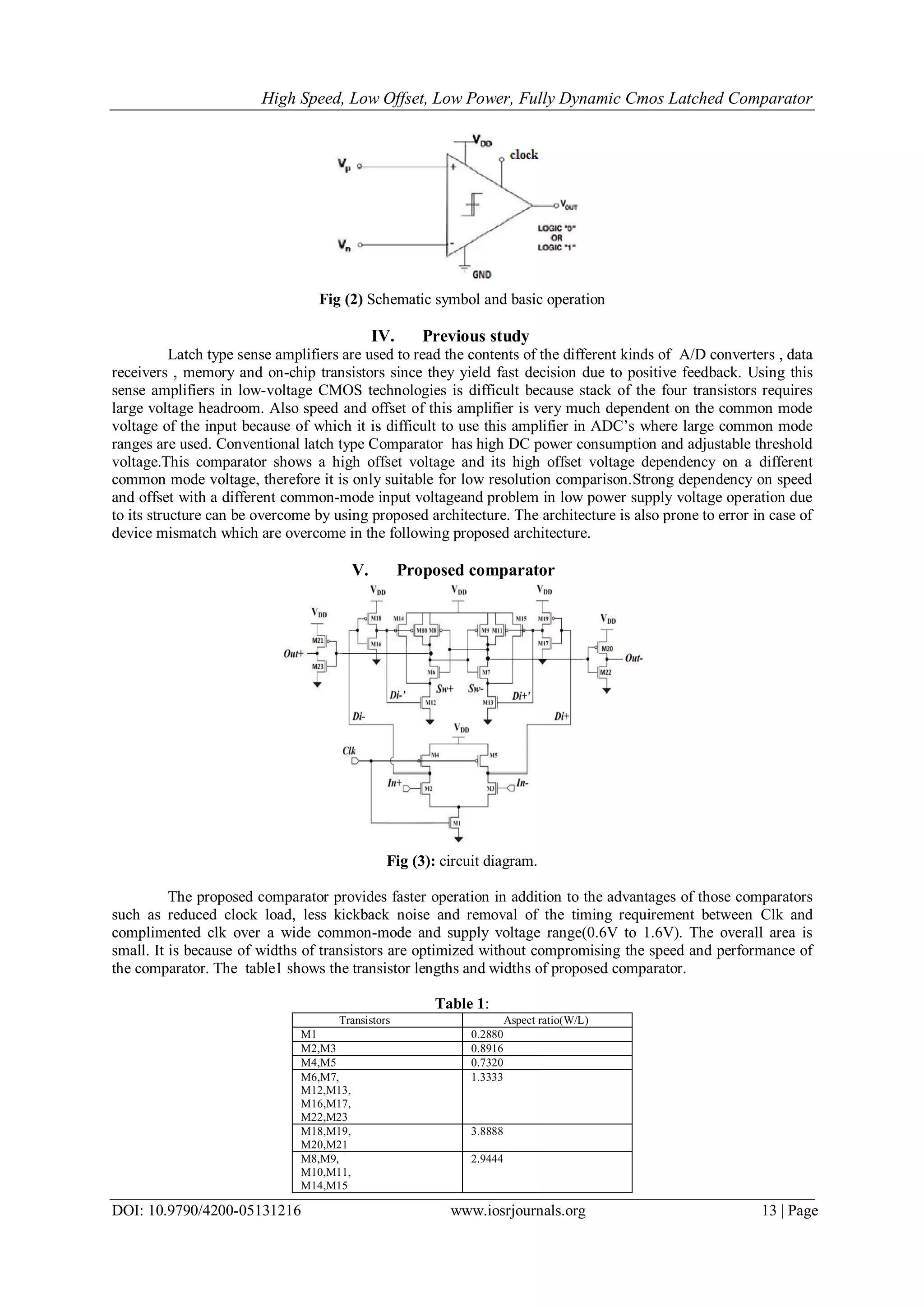 High Speed, Low Offset, Low Power, Fully Dynamic Cmos Latched Comparator | PDF