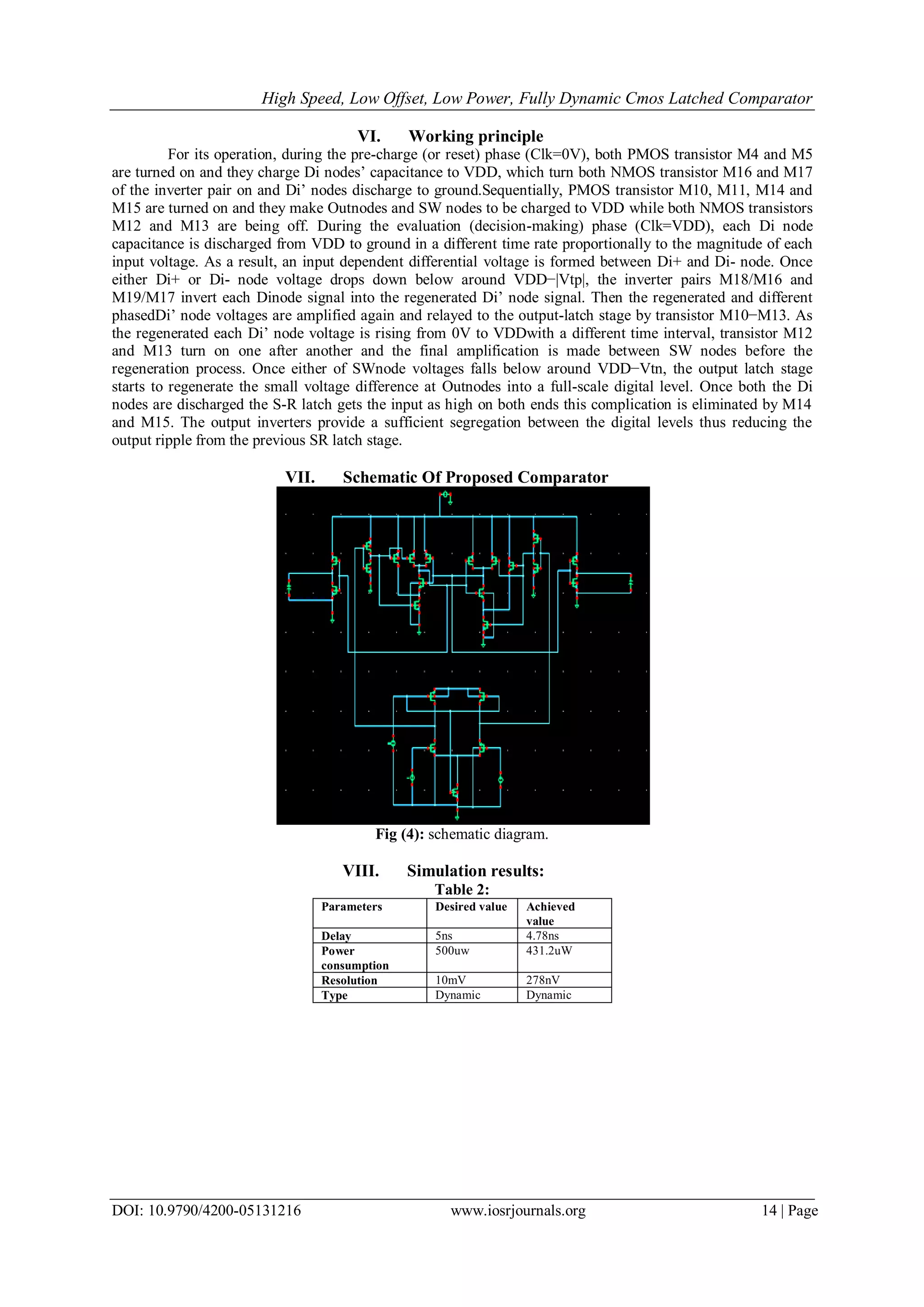 High Speed, Low Offset, Low Power, Fully Dynamic Cmos Latched Comparator | PDF