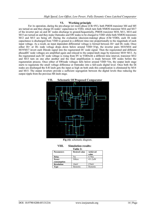 High Speed, Low Offset, Low Power, Fully Dynamic Cmos Latched Comparator | PDF