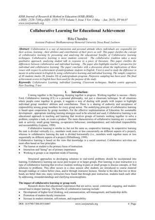Collaborative Learning for Educational Achievement | PDF | Educational ...