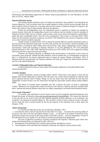 Examination of Aristotle’s Philosophical Ideas in Relation to Nigerian ...