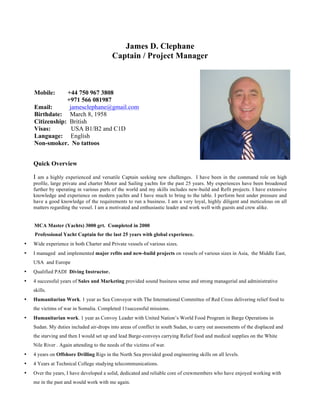 JamesCV2016 | PDF | Scuba Diving | Extreme Sports